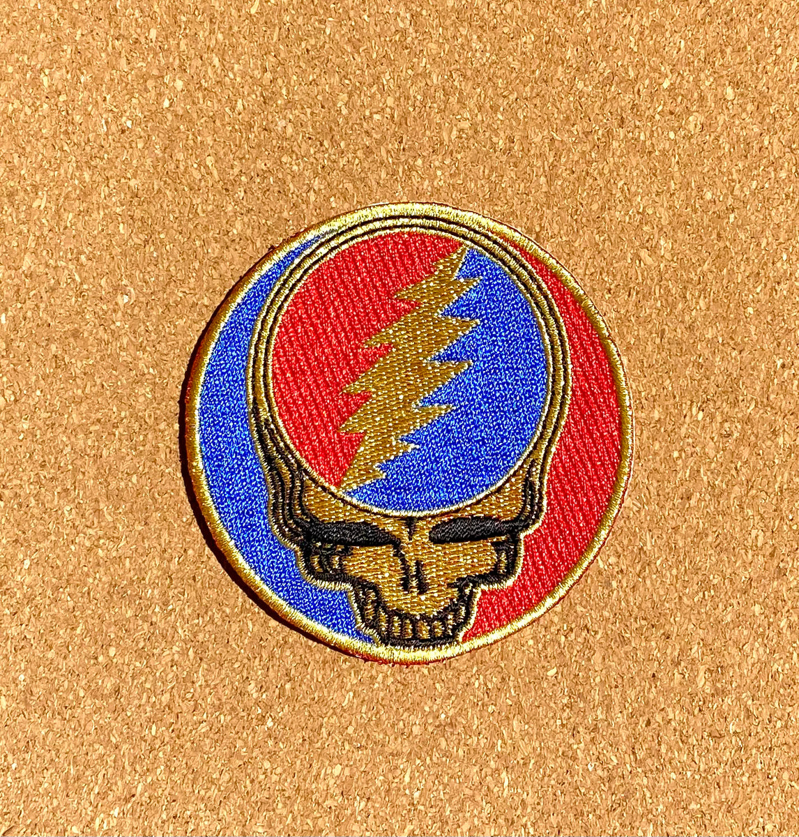 Grateful Dead Patch - Steal Your Face in Gold Thread - 3” Bolt Patches ...
